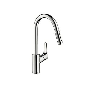 hansgrohe Focus Chrome High Arc Kitchen Faucet, Kitchen Faucets with Pull Down Sprayer, Faucet for Kitchen Sink, Magnetic Docking Spray Head, Chrome 04505000