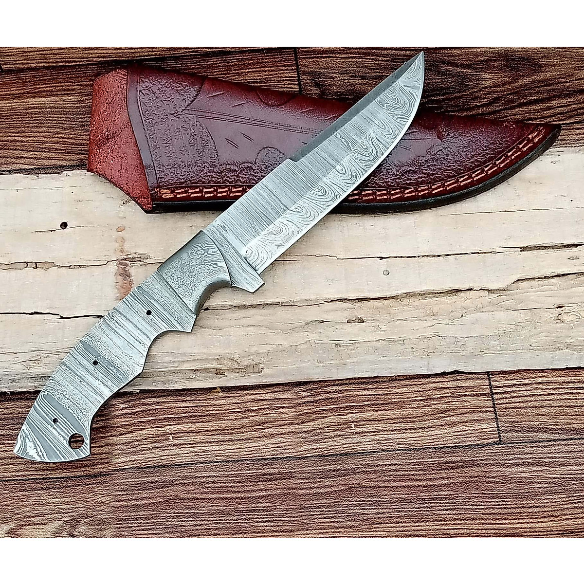 Poshland BB-7002 Damascus Steel Blank Blade as Knife Making Supplies Handmade (BB-7006)