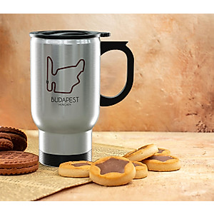 TJ Originals Budapest Coffee Mug, Budapest Hungary F1 Coffee Mugs, Budapest F1 Course Map, Best F1 Course Map Sporting, 14oz Travel Steel Mug F1 Map, F1 Gifts for Him & Her, Budapest Mug Souvenirs