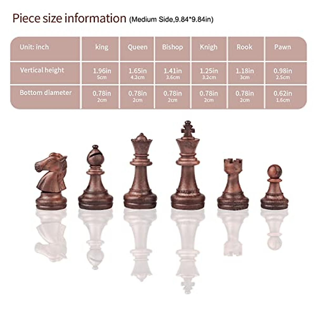 SIMPLEWIN Magnetic Chess Set, Walnut Color Folding Board Game Set with Well-Crafted Pieces, Suitable for Kids Adults, Suitable for Gifts (M(9.84x9.84in))