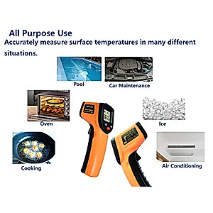 Infrared Thermometer Temperature Gun, Digital Thermometer Non-Contact Laser Infrared Ir Thermometer Gun(Not for Human) -58℉～752℉(-50℃～400℃) - Cooking Gun, Freezer Oven Thermometer