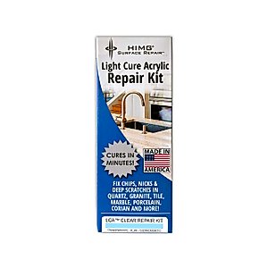 Clear - Upgraded Quartz Countertop Repair Kit - Granite Repair Kit - Chip Repair Kit for Quartz, Granite, Marble, Corian, Porcelain, Acrylic, Edge Chips and More - HIMG Surface Repair