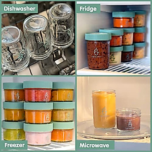 Sage Spoonfuls -12 Pack, 4 oz Baby Food Jars, Glass Baby Food Containers with Lids - Freezer Storage, Leakproof, Reusable Small Glass Baby Food Containers, Microwave & Dishwasher Friendly