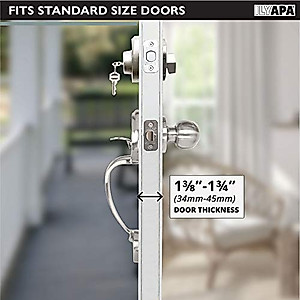 Ilyapa Front Entry Door Exterior Handleset - Classic, Satin Nickel Low Profile Door Lock Set Handle with Single Cylinder Deadbolt and Halifax Lever