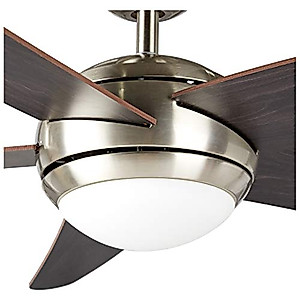 Amazon Basics 52-Inch Ceiling Fan - Includes Integrated Dimmable LED Light Kit and Remote Control - Five Blades, Satin Chrome Finish