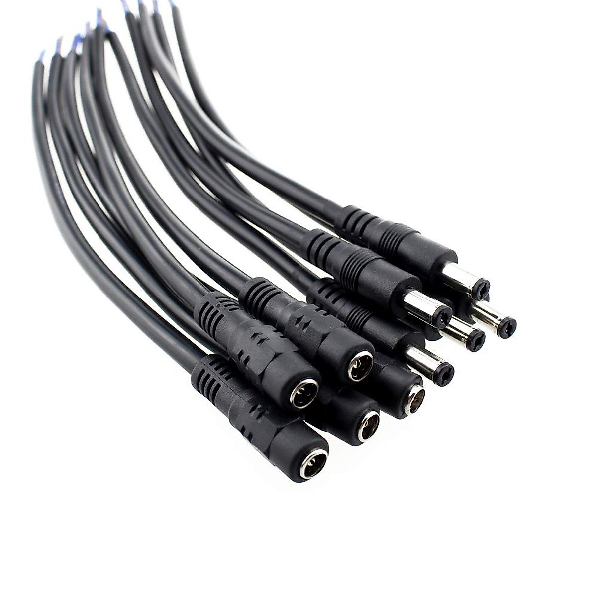 18 AWG DC Power Pigtail Cable, 2.1mm x 5.5mm Barrel Plug Wire Male&Female Connectors for CCTV Security Camera and Led Lighting Power Adapter by SIM&NAT, Pack of 10