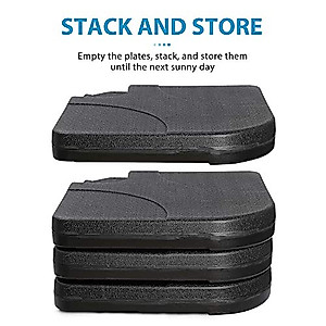 SUPER DEAL 4-Piece Heavy Duty Cantilever Offset Patio Umbrella Base, Water/Sand Filled Square Umbrella Stand 4 with Easy-to-Fill Spouts for Garden, Backyard and Poolside Black