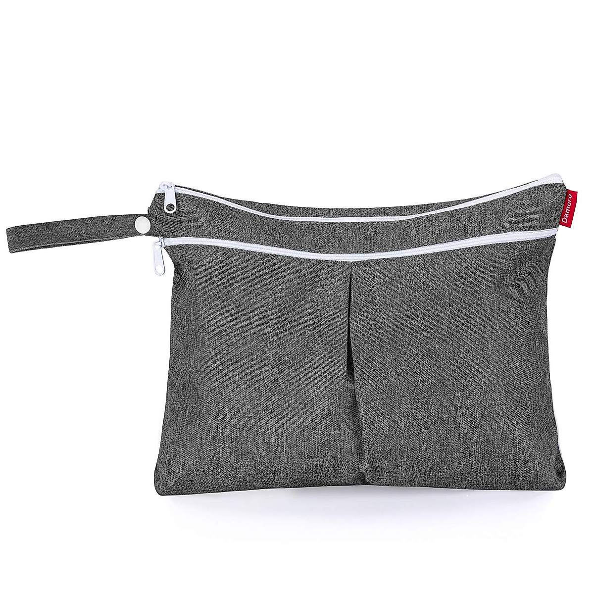 Damero 3Pcs Wet Dry Bags for Baby Cloth Diaper, Washable Diaper Wet Bag with Handle for Pumping Parts, Travel, Swimsuits, Gray