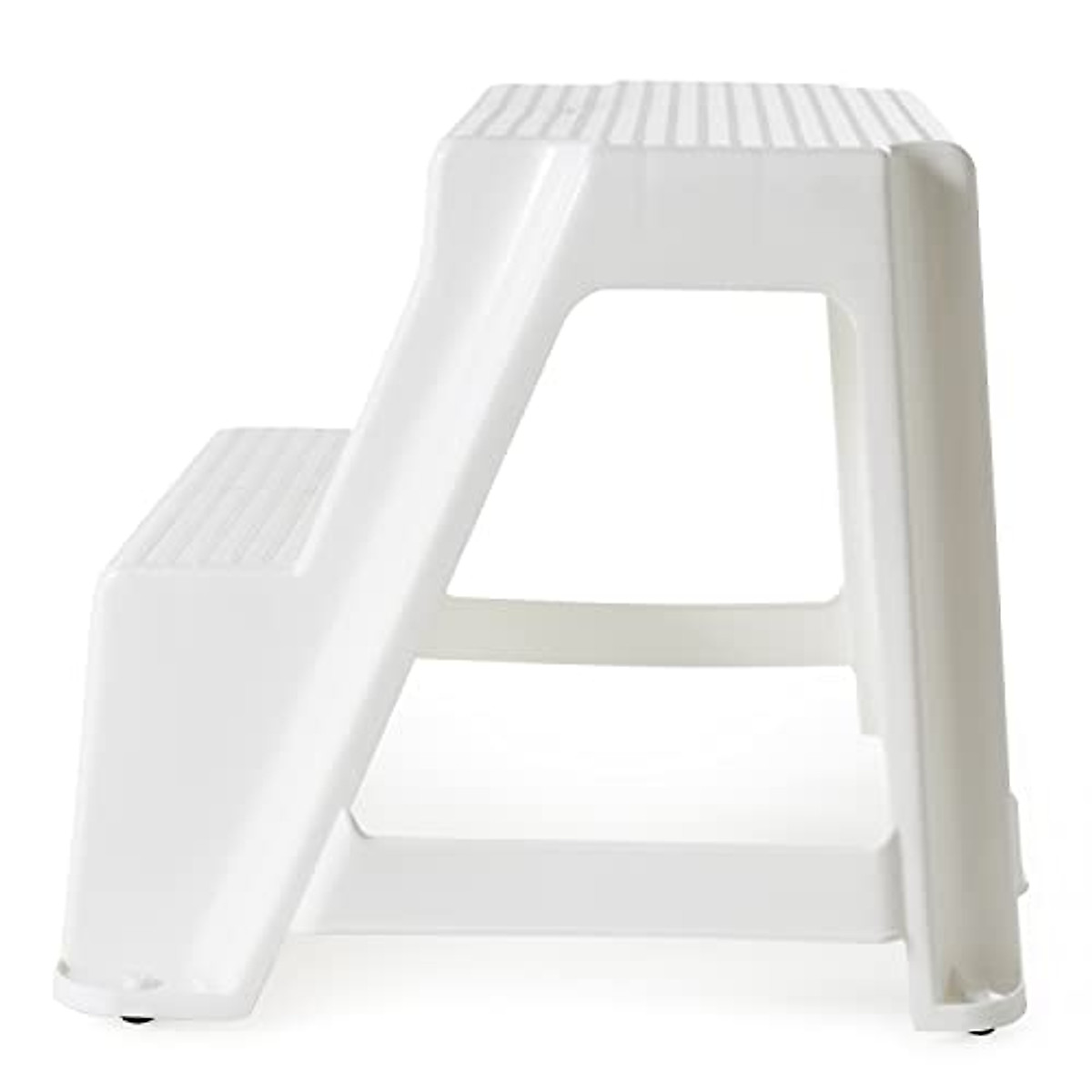 Gracious Living 18.75-Inch Tall, Sturdy Non Slip Plastic 2-Level Home Step Stool for Kitchen, Bathroom, Laundry, or Pantry, White