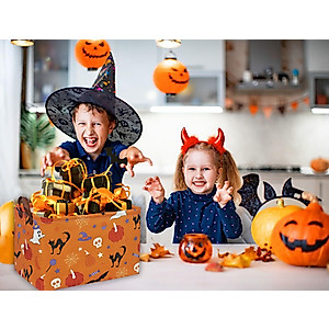 DDBASKET Halloween Basket Pumpkin Halloween Baskets for Kids Trick or Treat Basket Rectangular Toy Storage Bin Organizer Box Room Decor for Halloween Parties(Candy Pumpkin)