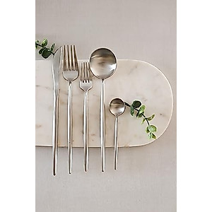 GENOA Matte Silver Flatware, Silver Flatware, Silver Cutlery, Stainless Steel Cutlery Set, Service for 1, 5 Piece Set, Kitchen and Dining Essentials (2)