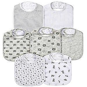 Gelisite 7 Pack Waterproof Baby Cotton Absorbent Bibs for Drooling Teething