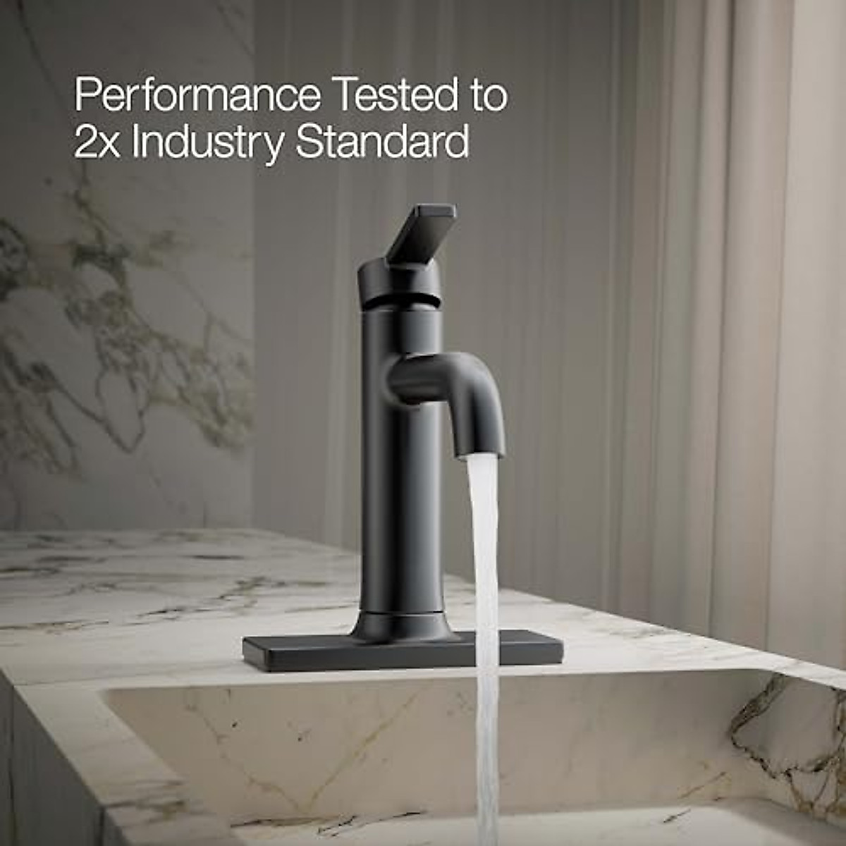 Kohler 28126-4-BL Venza Bathroom Sink Faucet, 1 Hole, Single-Handle Bathroom Faucets with Clicker Drain, 1.2 gpm, Matte Black