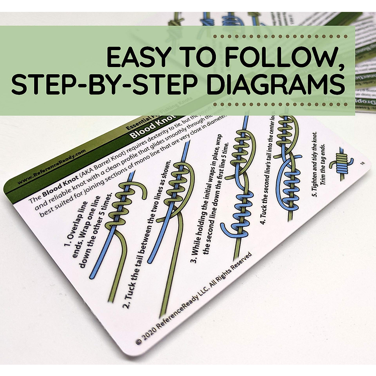 Fly Fishing Knot Cards - Waterproof Guide to 14 Essential Fly Fishing Knots - Includes Mini Carabiner