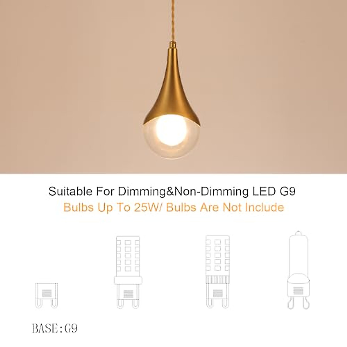 Dijiahua Gold Pendant Lights Kitchen Island 3 Pack, Modern Brass Raindrop Pendant Light Fixture Set of 3 with Clear Glass Globe,Mini Teardrop Chandelier,Adjustable Cord Hanging Lighting for Sink