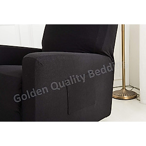 Golden Quality Bedding Stretch Recliner Slipcover One Piece Furniture Protector with Elastic Straps and Pocket Polyester Spandex Super Soft Non-Brushed Fabric Fits Most Recliner Sizes (Navy Blue)