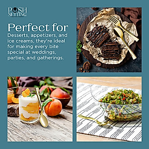 Posh Setting - Plastic Mini Spoons, Gold Mini Spoons, Gold Plastic Mini Dessert Spoons, Disposable Tiny Gold Spoons, 4 inch Mini Spoons for Appetizers, Taster Spoons, Ice Cream Spoons (36 Pack)