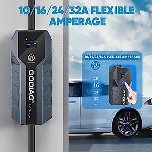 EV Charger Level 2, 32Amp 240V NEMA 14-50 Plug Electric Car Charger with 21 ft Cable, 10/16/24/32A Adjustable Portable J1772 EV Charger for J1772 EVs, PHEVs