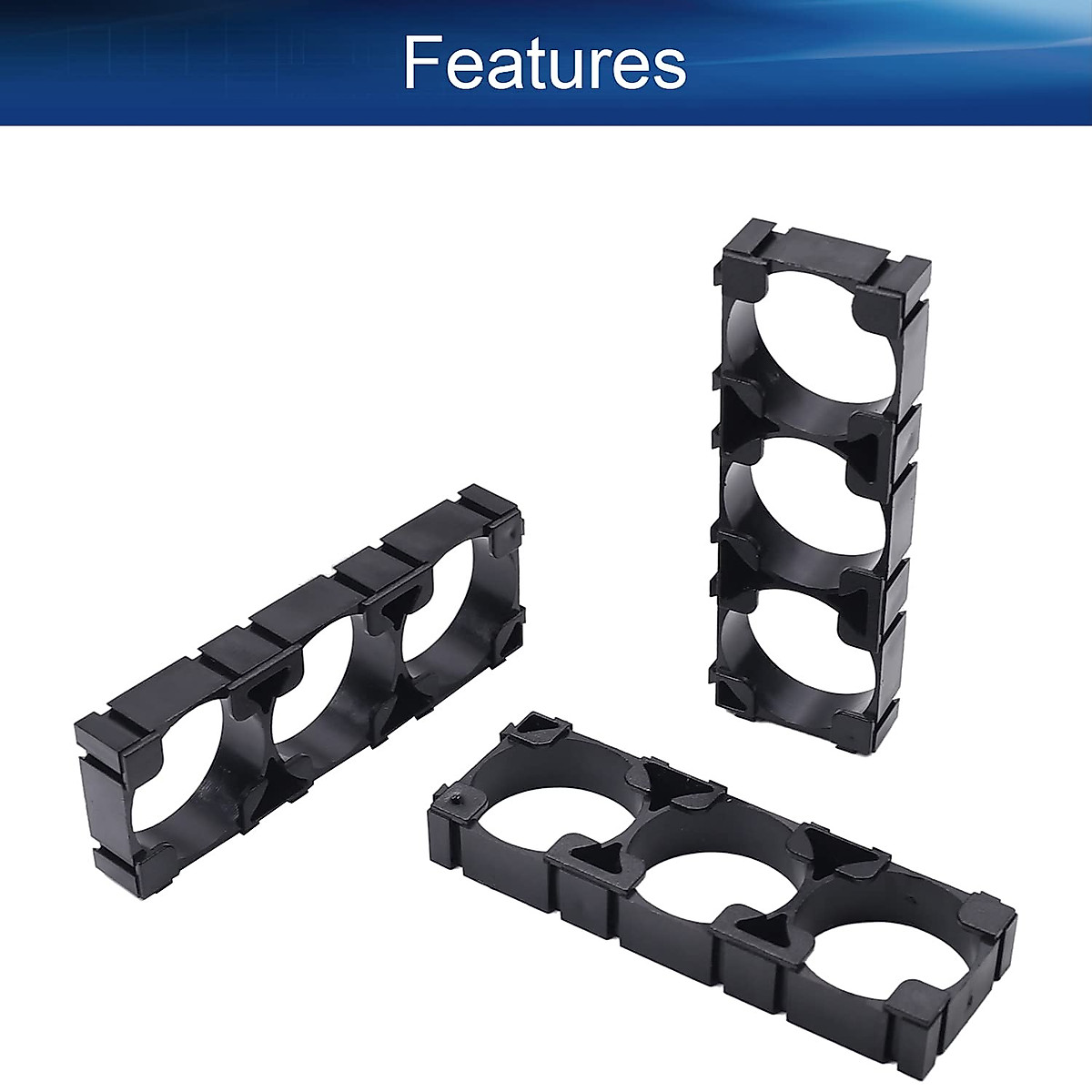 Bettomshin 50Pcs 21700 Lithium Battery Holder, Lithium Cell Spacer Triple Battery Holder Bracket Battery Pack Bracket for DIY Fixed Battery 21.7mm Hole Dia