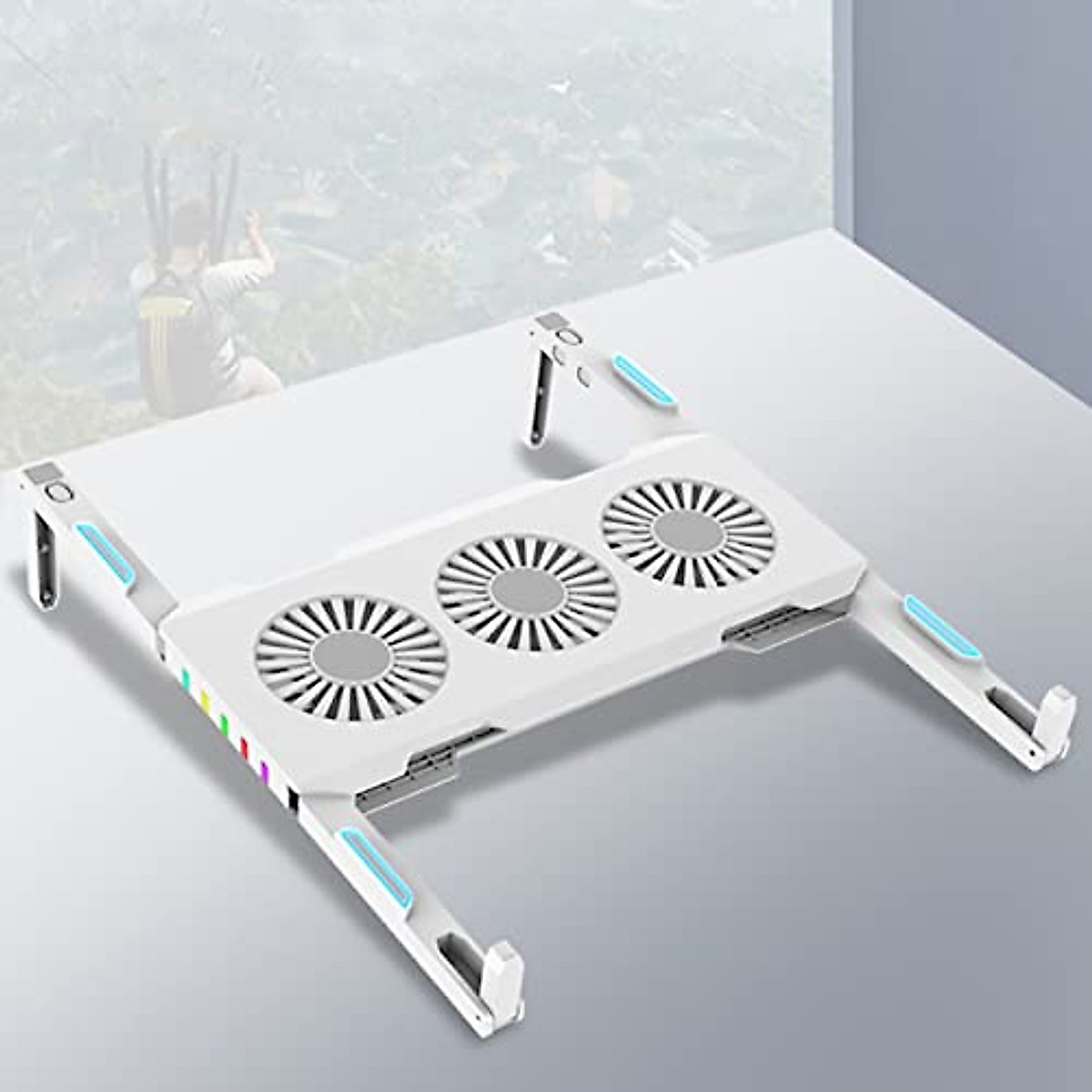 UKCOCO Cooling Base Computer Mount Laptop Cooling Pad Notebook Cooler USB Laptop Cooler Laptop Stand Holder Laptop Air Cooler USB Fan Laptop Fan Quiet Laptop Cooler Diode Abs White Led