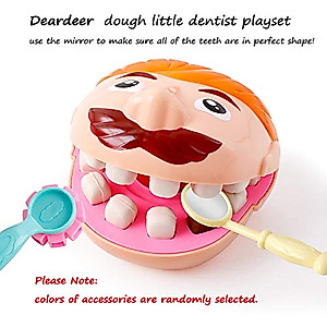Deardeer Play Dough Dentist Set Doctor Drill and Fill Playset Retro Playdough Creation with Moulds and Models Kids Gift Set