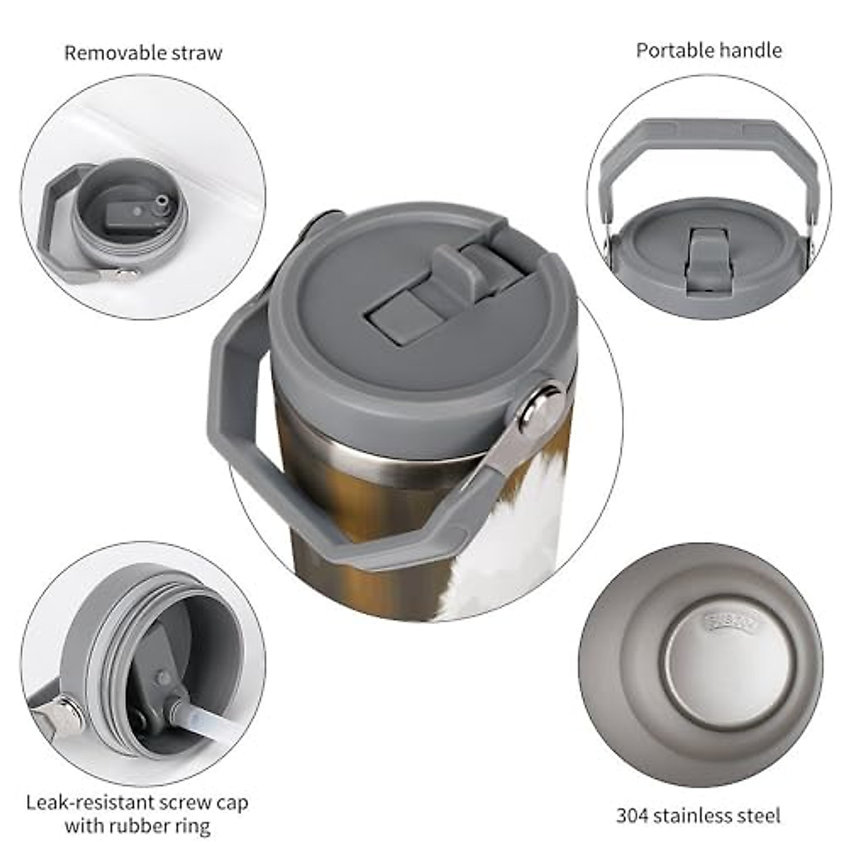 RTFGHJS Bichon Frise Dog 30 Oz Tumbler with Handle And Flip Straw, Stainless Steel Vacuum Insulated Travel Mug, Thermal Cup for Coffee, Water, Iced Drinks, Fits Car Cup Holders (Home, Sports)