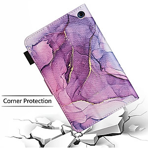 AKHIOK Case for All-New Amazon Fire 7 Tablet (Only fit 12th Generation, 2022 Release), Fire 7 Tablet Case, Premium PU Leather Stand Cover with Smart Auto Wake/Sleep, Purple Marble