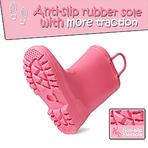 K KomForme Kids Girls & Boys Rain Boots with Easy-on Handles Waterproof Outdoors