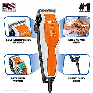 Wahl Groom Pro Pet Clipper Combo Kit for Thick, Heavy Coats with Nail Clippers & Double Sided Pin Bristle Brush - Model 9308-100