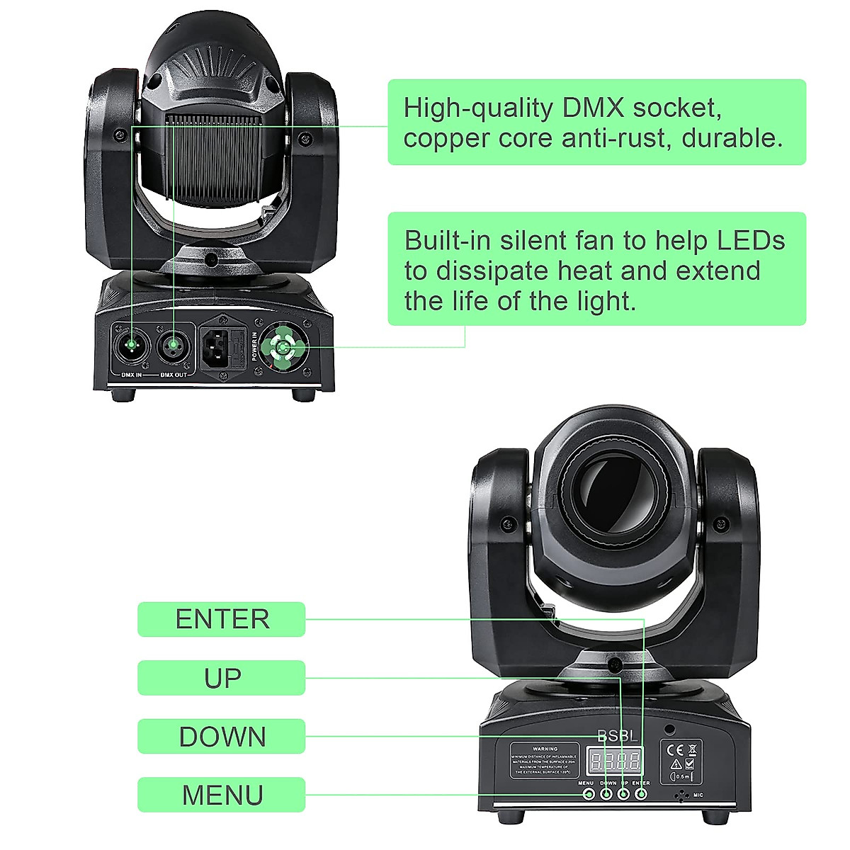 LED Moving Head Light 30W DJ Lights Stage Lighting with 8 GOBO 15 Color by DMX and Sound Activated Control Spotlight for Disco Party Wedding Church Live Show KTV Club...
