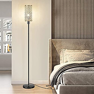 Assemer Touch Crystal Floor Lamp,Modern Sliver Standing Lamps with 3 CCT LED Bulb,Tall Pole Accent Lighting for Living Room,Girl Bedroom,Home Decor,Office
