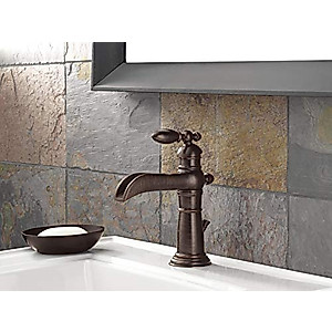 Delta Faucet Victorian Bronze Bathroom Faucet, Single Hole Bathroom Faucet, Waterfall Faucet, Single Handle, Metal Drain Assembly, Venetian Bronze 554LF-RB
