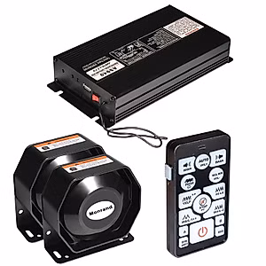 Monrand 400W Police Siren Emergency System, 12V 18 Tones 400W Amplifier PA Speaker System ,130db Two Ultra Slim 400 Watt Lound Siren Speaker with Remote Control Fit for Police Car ATV Truck Engineer