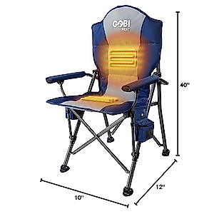 Gobi Heat - Terrain Portable Heated Camping Chair - Outdoor Folding Chair with Heated Filling - Winter Camping Essential - 3 Heat Settings