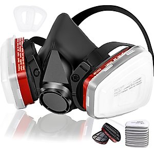 NBWAN Respirator Gas Mask With 6001 Filters, Gas Masks Survival Nuclear and Chemical for Painting, Organic Vapors, Paint Mask Respirator for Dust, Sanding, Spraying, Epoxy Resin, Construction Work