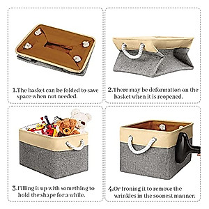 MEGACRA Fabric Storage Baskets 13x13x13 Storage Cubes Collapsible Storage Bins Basket [3-Pack] with Sturdy Handles Fabric Storage Bin Organizational Baskets for Shelves Clothes Toys Books, Office, Nursery Perfect Organization and Storage