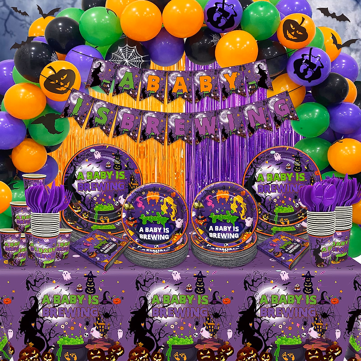 Halloween Baby Shower Party Supplies A Baby is Brewing Baby Shower Decorations Hocus Pocus Baby Shower Decorations Hocus Pocus Plates and Napkins Hocus Pocus Party Supplies