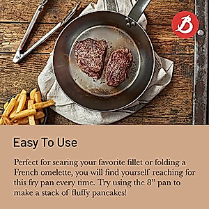 de Buyer MINERAL B Carbon Steel Fry Pan - 8” - Ideal for Searing, Sauteing & Reheating - Naturally Nonstick - Made in France