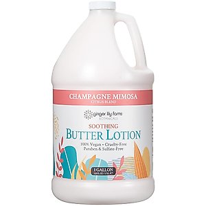 Ginger Lily Farms Botanicals Soothing Butter Lotion for Dry Skin, Champagne Mimosa, 100% Vegan & Cruelty-Free, Citrus Blend Scent, 1 Gallon (128 fl oz) Refill