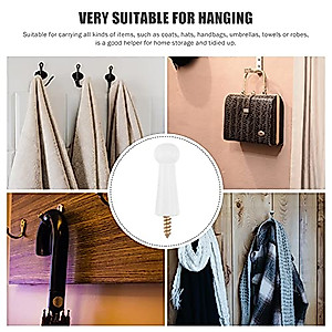 DOITOOL 10 Pcs Screw- On Wood Hook Wooden Coat Hooks Shaker Pegs Towel Belt Jewelry Hanger Single Organizer Hat Rack for Hanging Hats Bags Towels Bathroom White