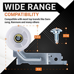 [Upgraded Dual Ball Bearings] DC93-00634A Dryer Idler Pulley with Sturdy Clip Replacement Part by BlueStars – Exact Fit for Samsung Dryers - Replaces DC96-00882B DC96-00882C AP4373659 PS11771601