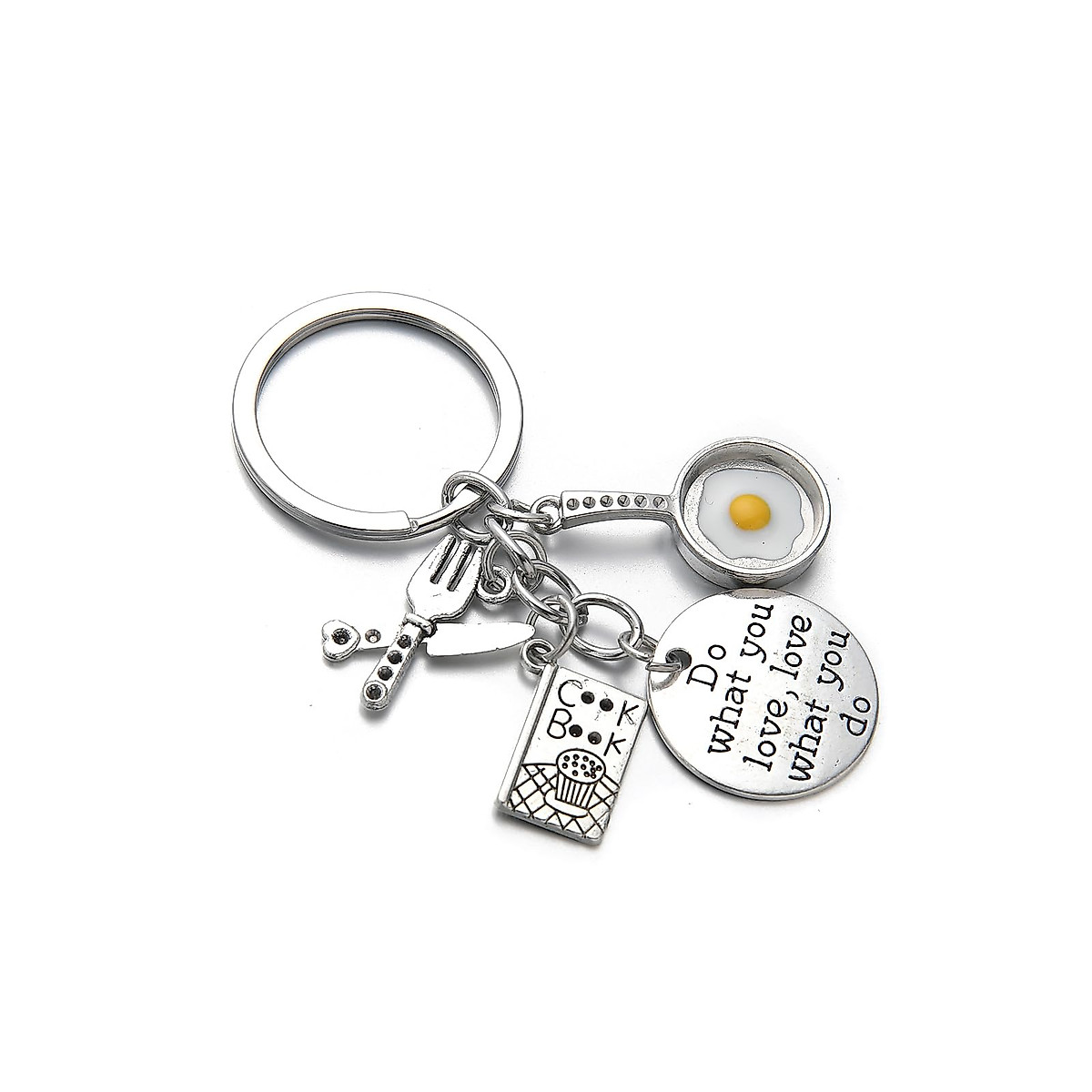 PHAETON 20PCS Kitchen Home Cooking Key Ring Fried Egg Pan Cook Book Tableware Key Chain Small Charm Chef Keychain Baking Accessories Keychain