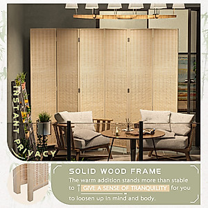 JAXSUNNY 6 Panel Bamboo Room Dividers, Folding Room Divider Privacy Screens, Room Separating Wall Dividers, Natural Room Partition, Freestanding, 5.9 Ft. Tall