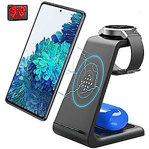 Wireless Charger for Samsung,3 in 1 Wireless Charging Station for Multiple Devices Samsung Android Qi Stand for Galaxy Watch 4 Classic/3/Active2/Gear S3,Galaxy S23/S22 Ultra/S21/S20/S10/Z Fold 3