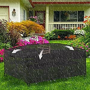 600D Patio Furniture Covers Rectangular Garden Patio Table and Chair Covers Large Outdoor Furniture Sofa Covers Waterproof Heavy Duty Fits up to 124W x 71D x 29H inches
