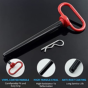 Jamiikury Trailer Hitch Pin, 5/8 x 6 Inch Tractor Hitch Pin with R-Clip Pin for Lawn Mower, Tractor, Trailer (Red)