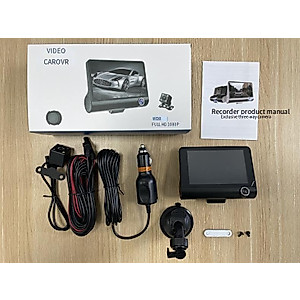 3-Channel Dash Cam with Front and Rear Inside Views, 1080P Full HD with 170-degree Wide-Angle Lens, IR Night Vision, Loop Recording, Reverse Assist, and 24-Hour Parking Recording.