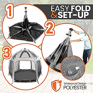 Serenelife ON-The GO Baby and Toddler Pack and Play - playpen - Play Yard Compact, Portable, Lightweight, Foldable- Indoor and Outdoor, w/Canopy, 5 Panel Mattress, Travel Bag (Blue): Baby