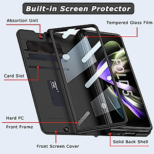 NINKI Carbon Fiber Case Compatible Samsung Galaxy Z Fold 5 Wallet Case with Hinge Protection (Pen Slot),Shockproof Protective Card Holder Cover Anti-Drop Leather Stand Case Samsung Z Fold 5 Case Men
