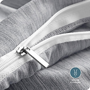 Bare Home Duvet Cover - Queen Size Bedding Set - Premium 1800 Super Soft Collection - Lightweight, Cooling - Soft Breathable Duvet Cover (Queen, Heathered Charcoal)